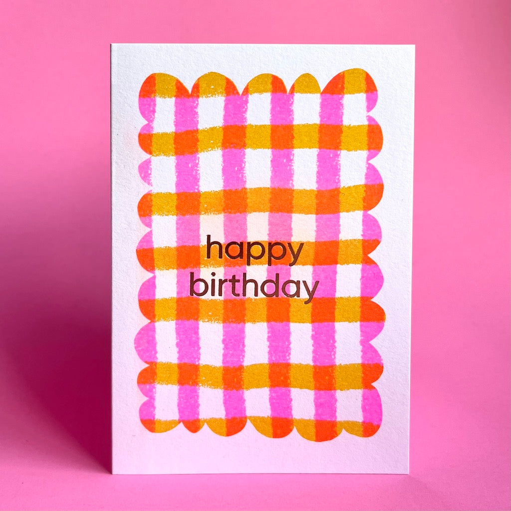 Happy Birthday Card | Pink Gingham – The Stationer