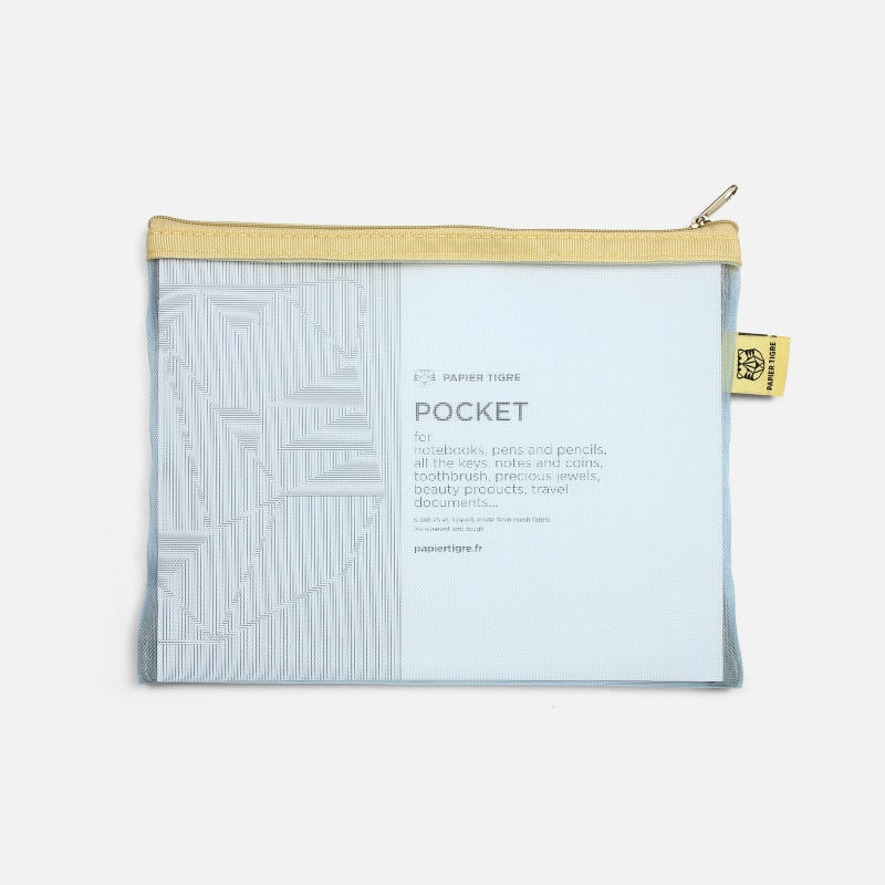 Mesh Pouch Medium: White/Yellow – The Stationer